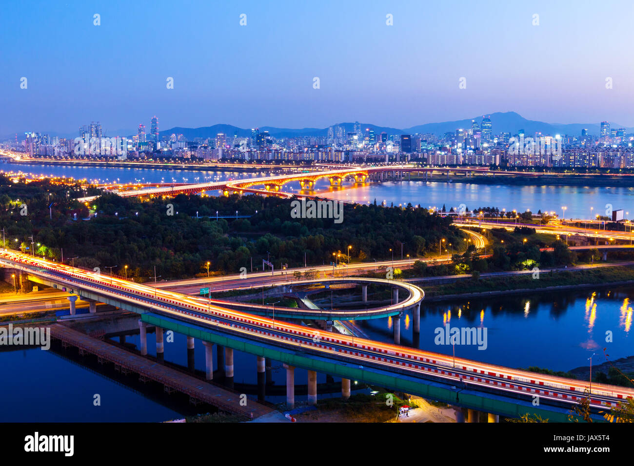 Seoul city at night Stock Photo - Alamy