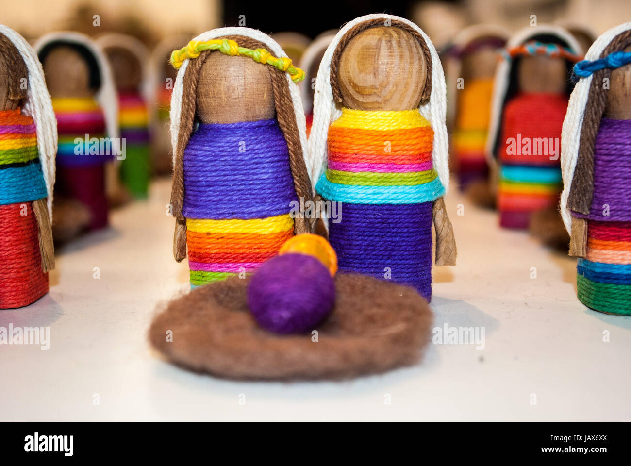 the nativity scene in colored clay handcrafted Stock Photo - Alamy