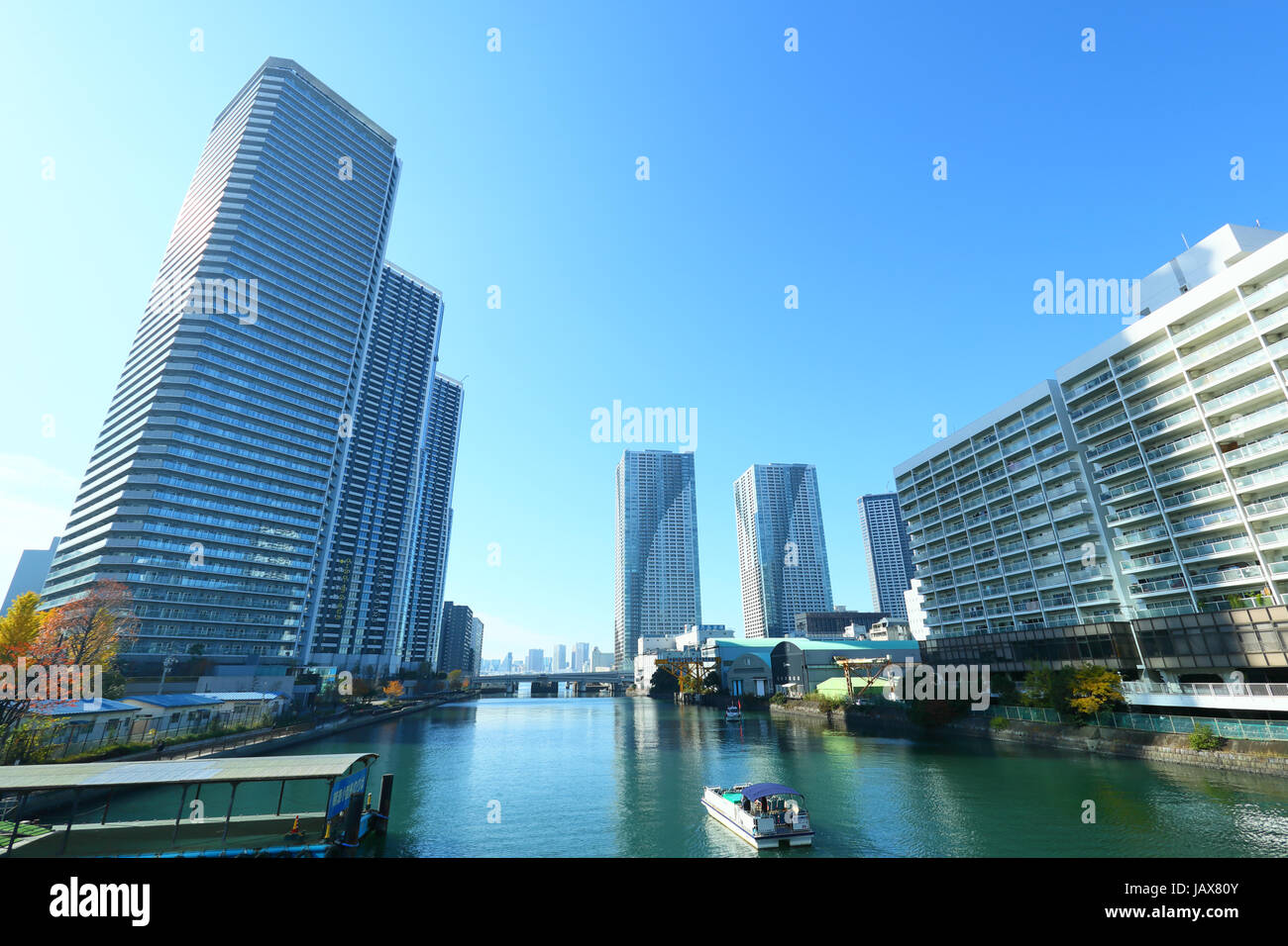 Skyscrapers and blue sky, Tokyo, Japan Stock Photo - Alamy