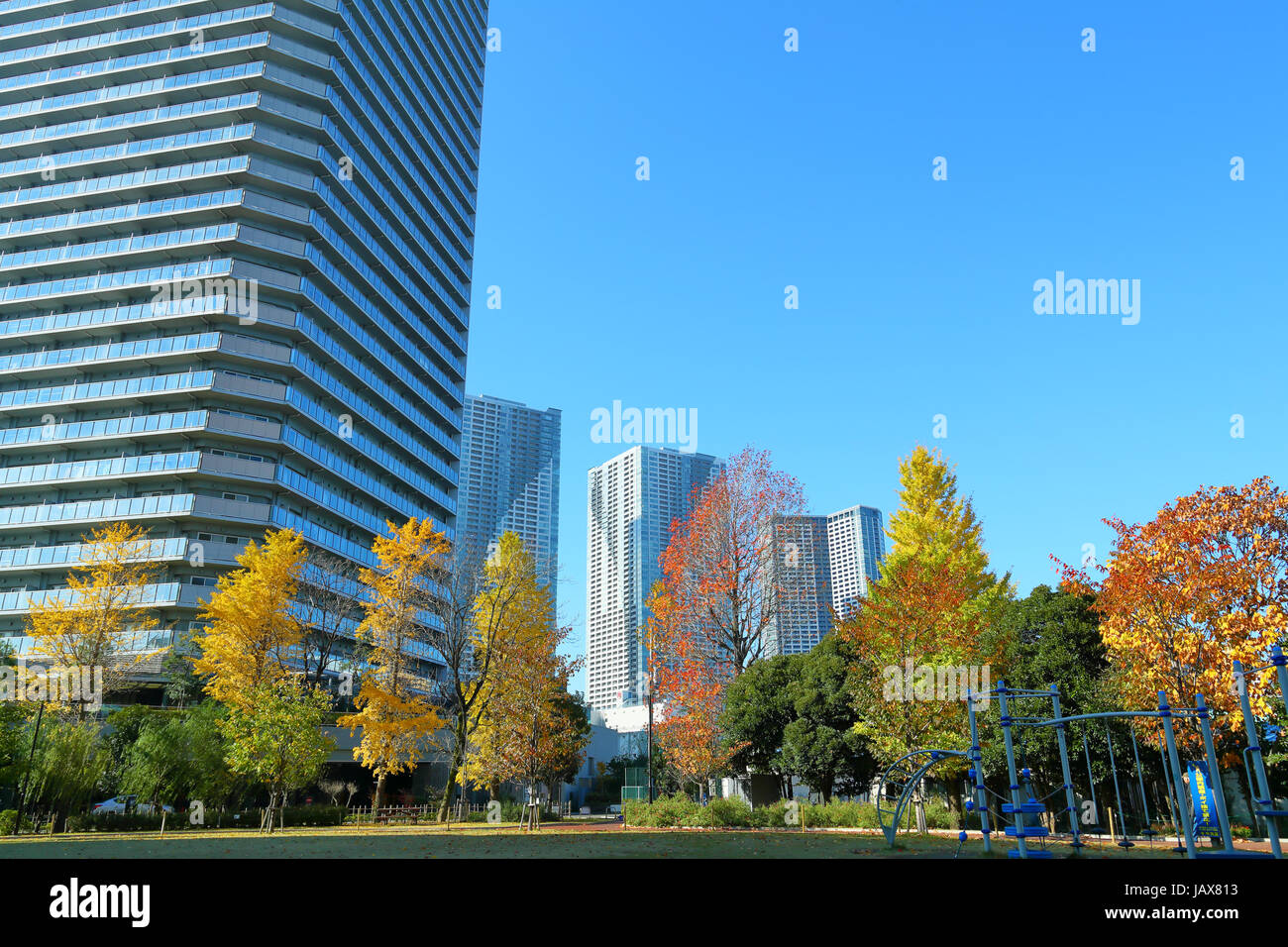 Skyscrapers and blue sky, Tokyo, Japan Stock Photo - Alamy