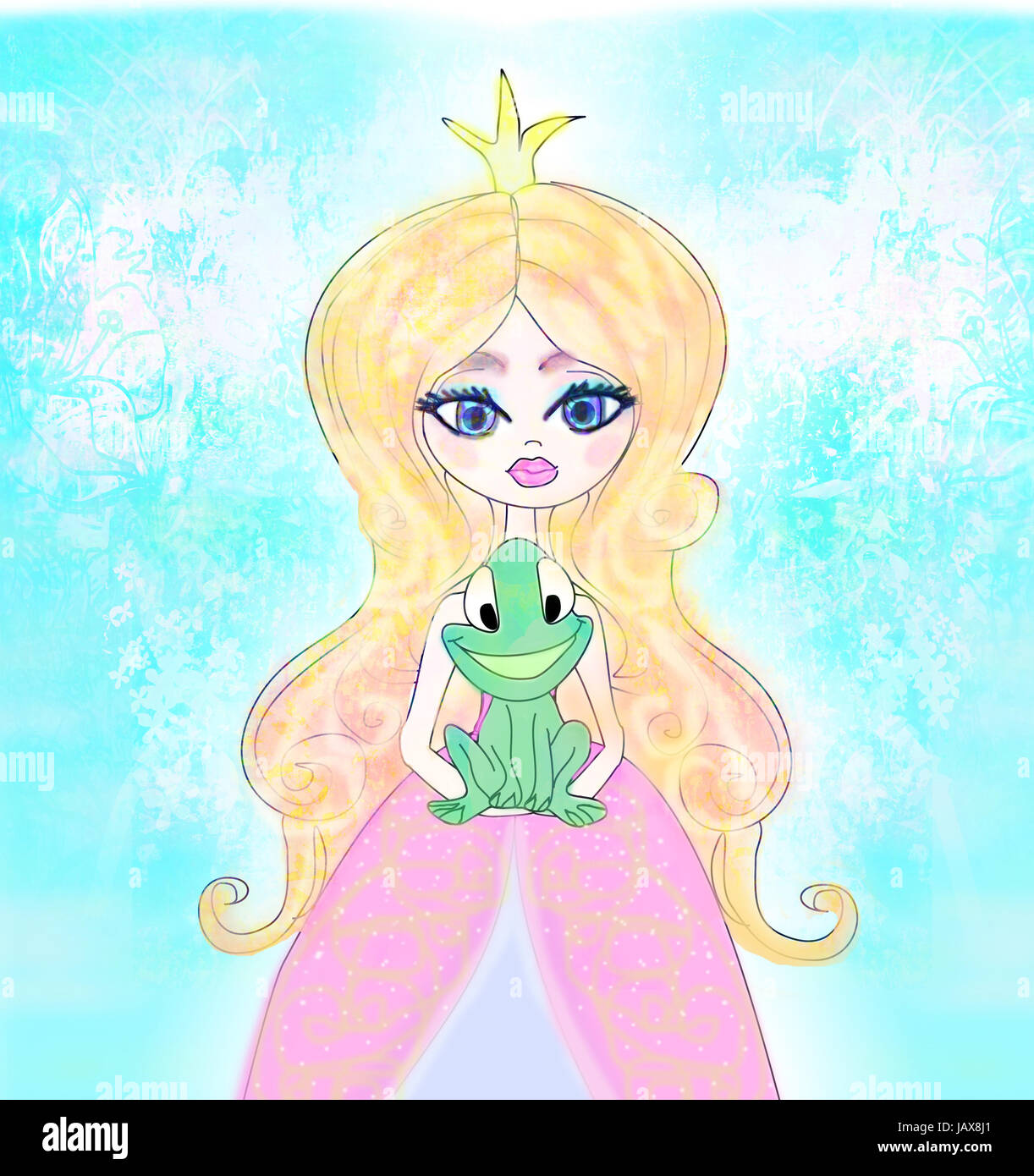 Beautiful young princess holding a big frog Stock Photo - Alamy