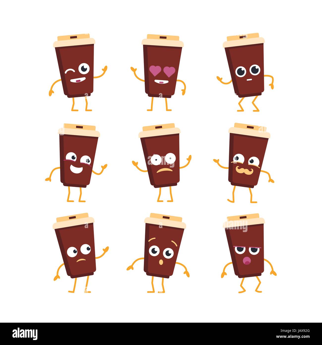 Coffee - vector set of mascot illustrations Stock Vector Image & Art ...