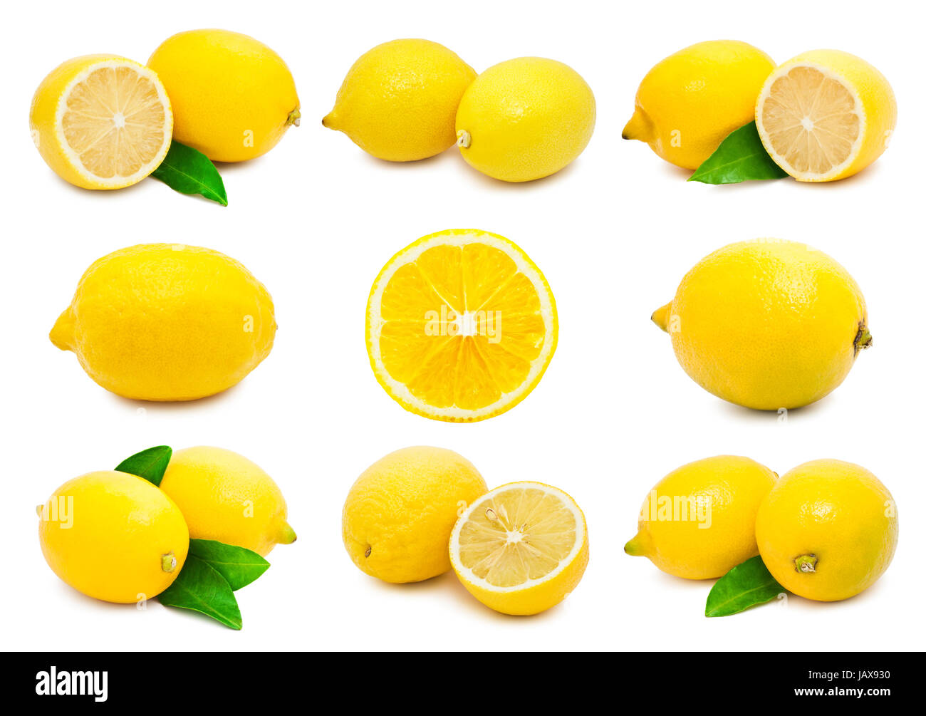 Collection of fresh tasty lemons isolated on white background Stock ...
