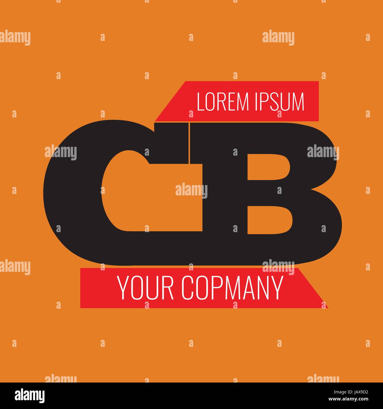 CB Modern Letter Logo Design with Red ribbon. Illustrated vector Stock ...