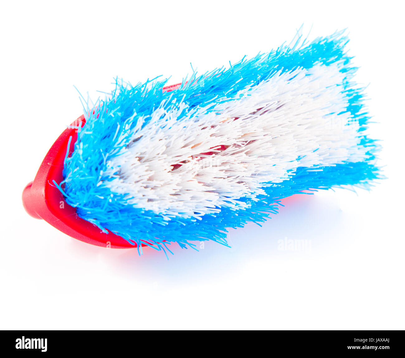 Brush for cleaning, blue, red and white, isolated over white Stock ...