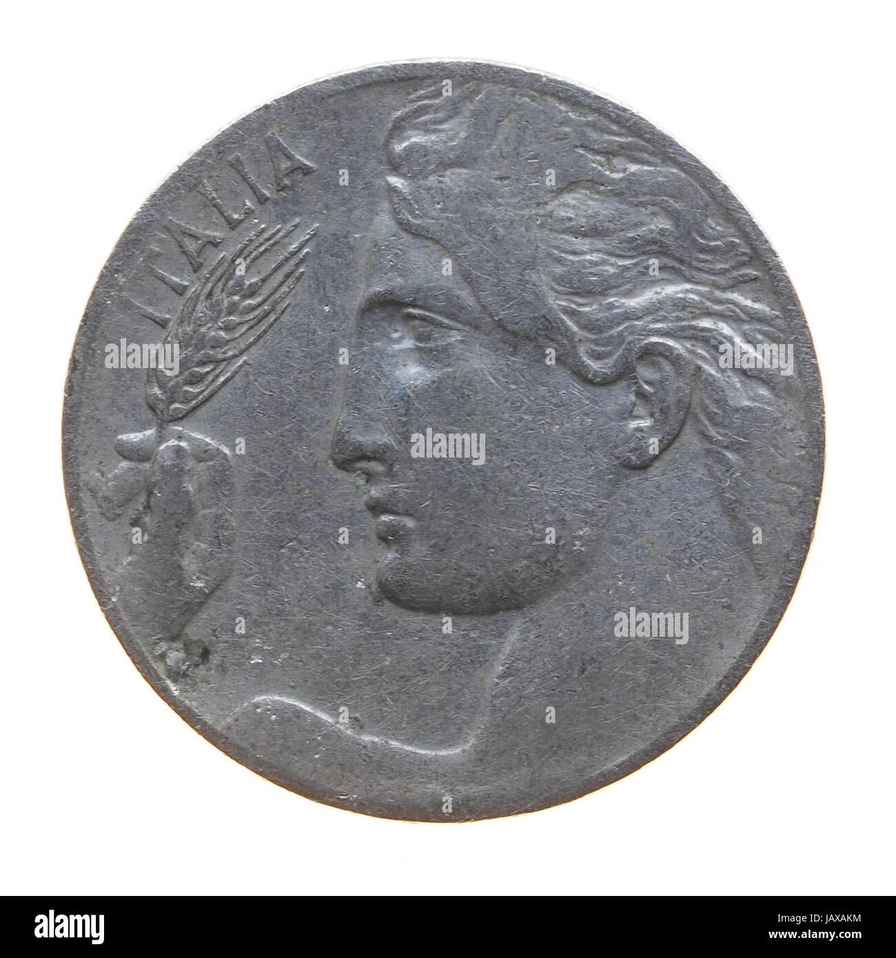 Ancient Italian coin isolated over a white background Stock Photo - Alamy