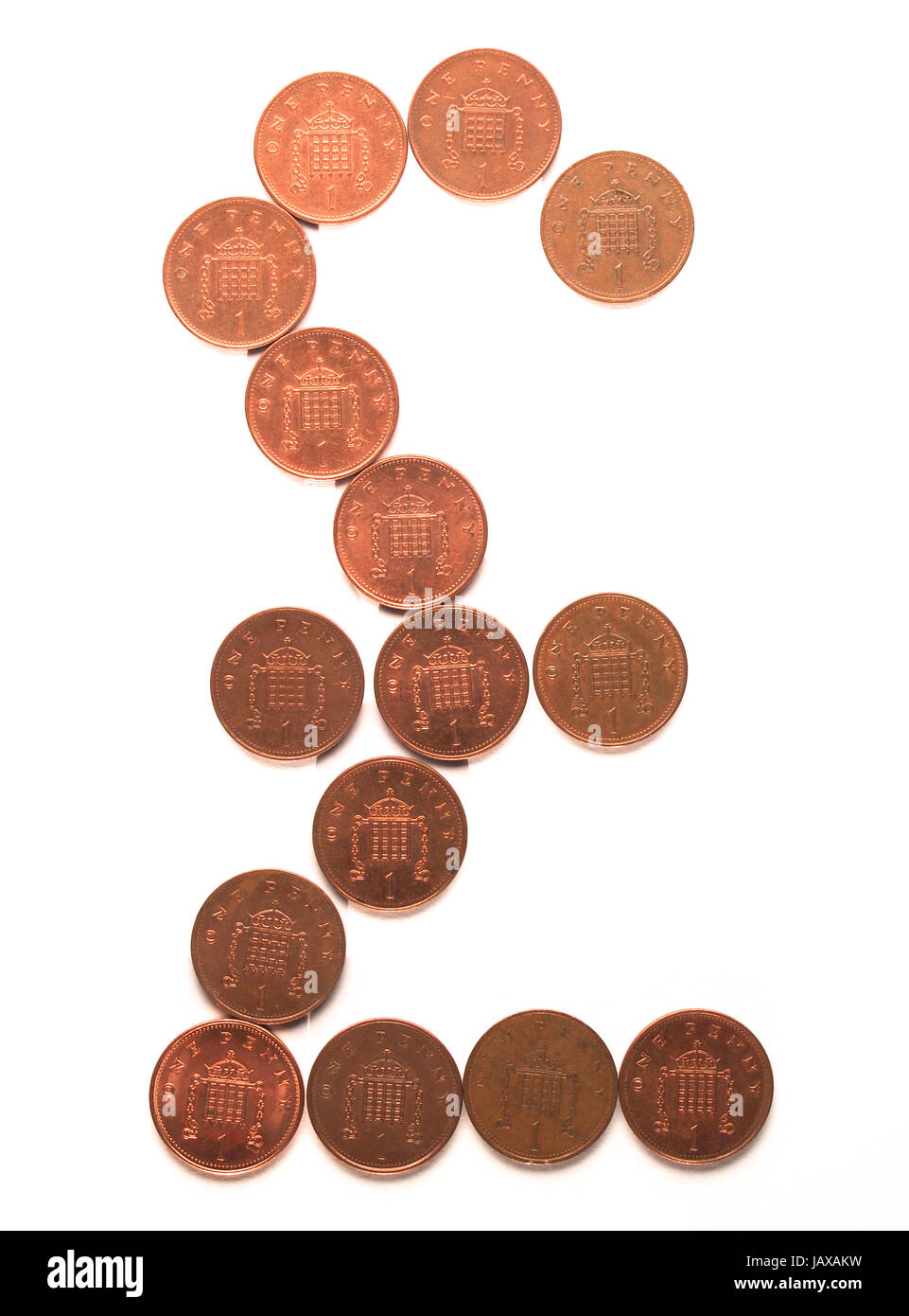 Pound currency sign made with One Penny coins Stock Photo - Alamy