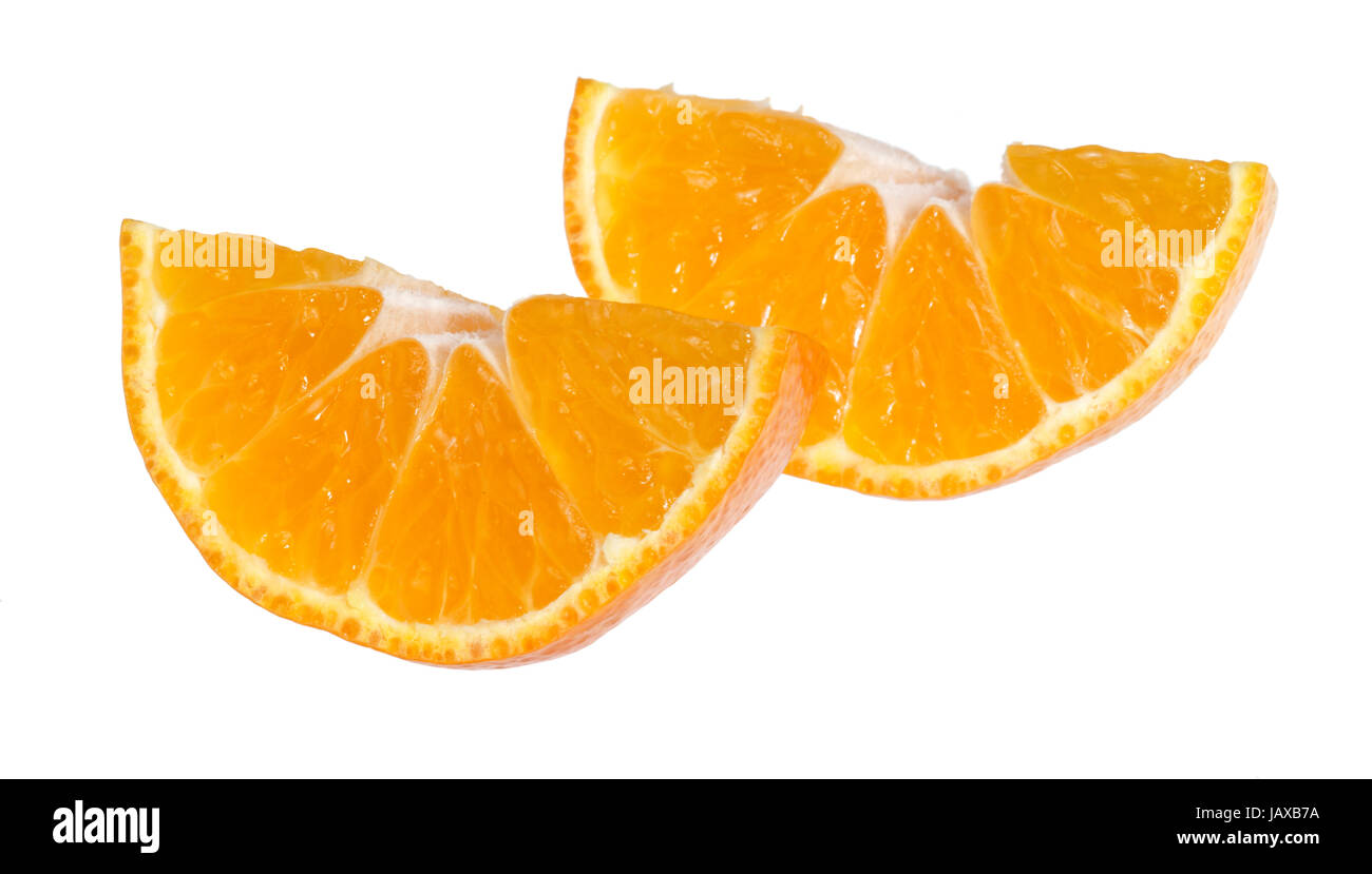 fresh orange fruit sections in white back Stock Photo - Alamy