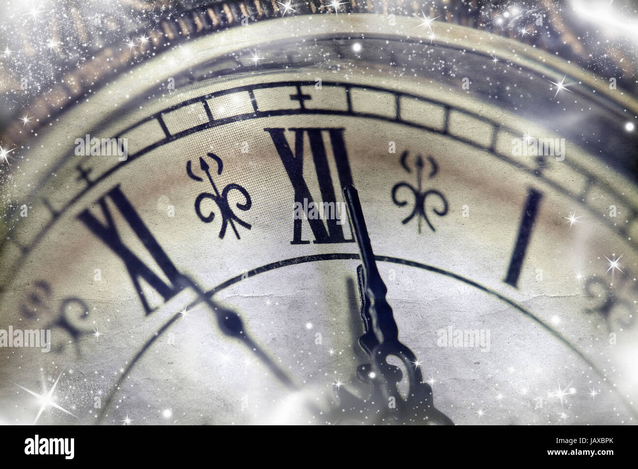 Abstract Christmas background of clock and holiday lights Stock Photo ...