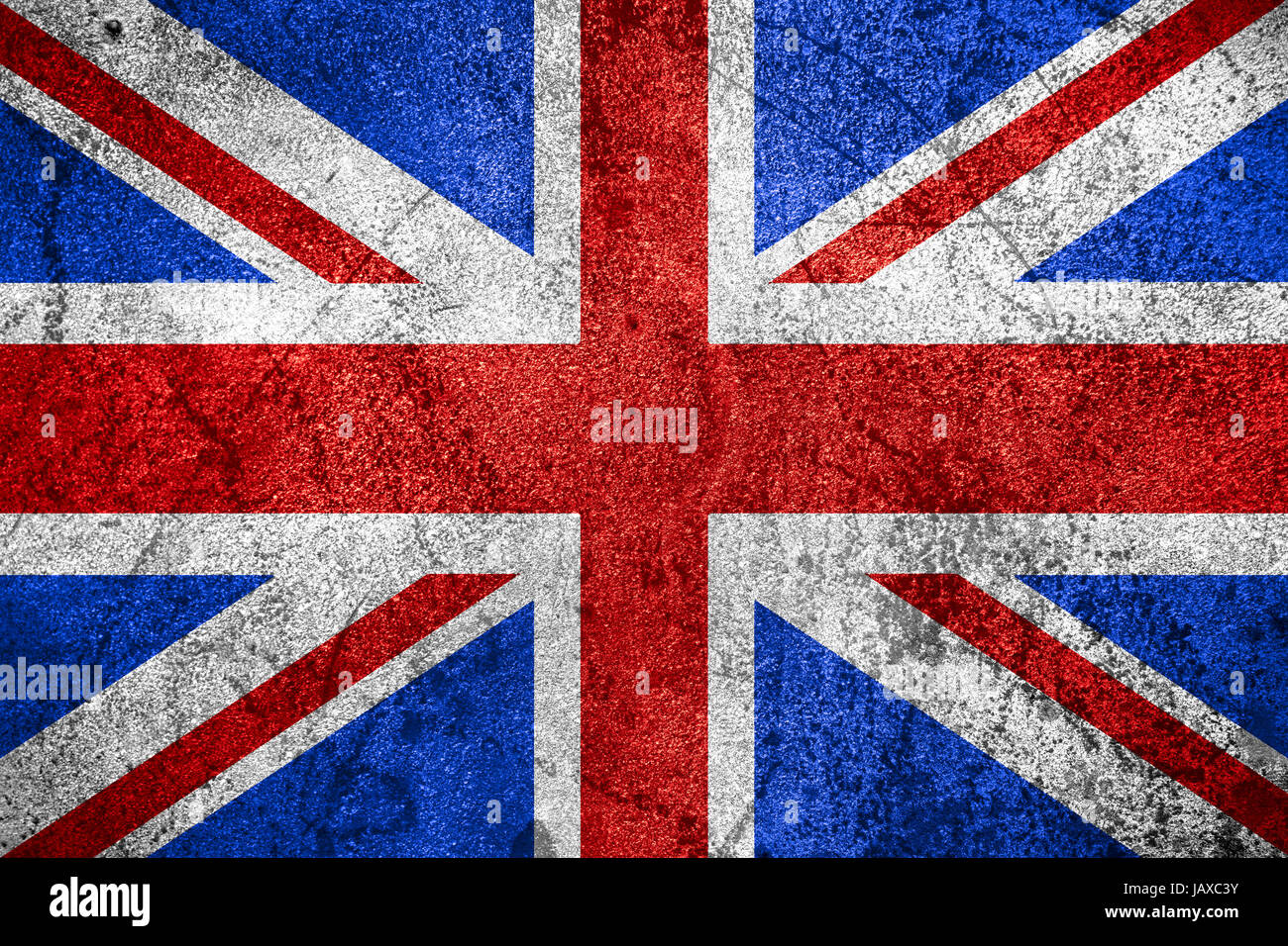 flag of United Kingdom or Great Britain banner on rough metal ...