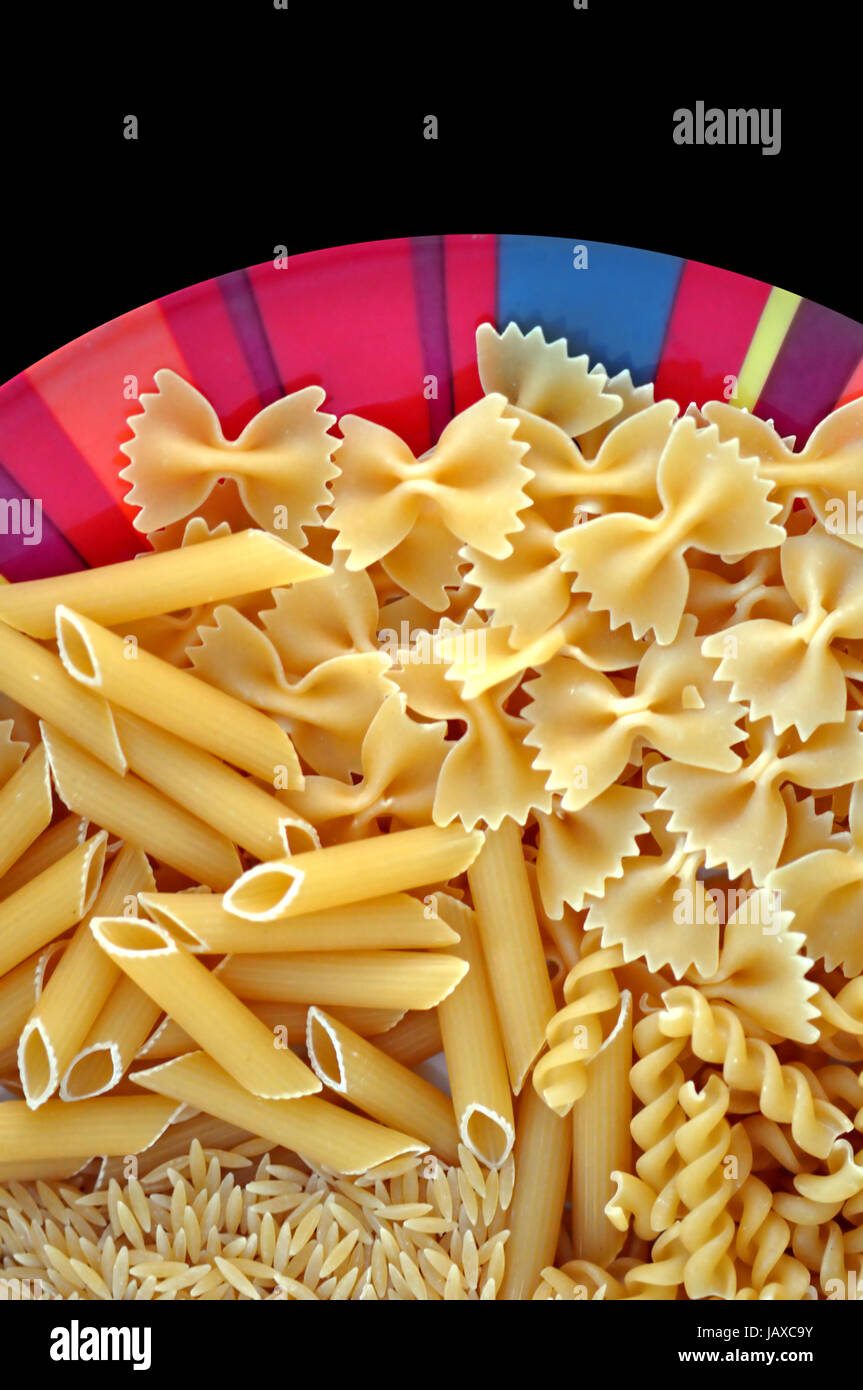 Colorful plate with italian pasta variety. Creative food background ...