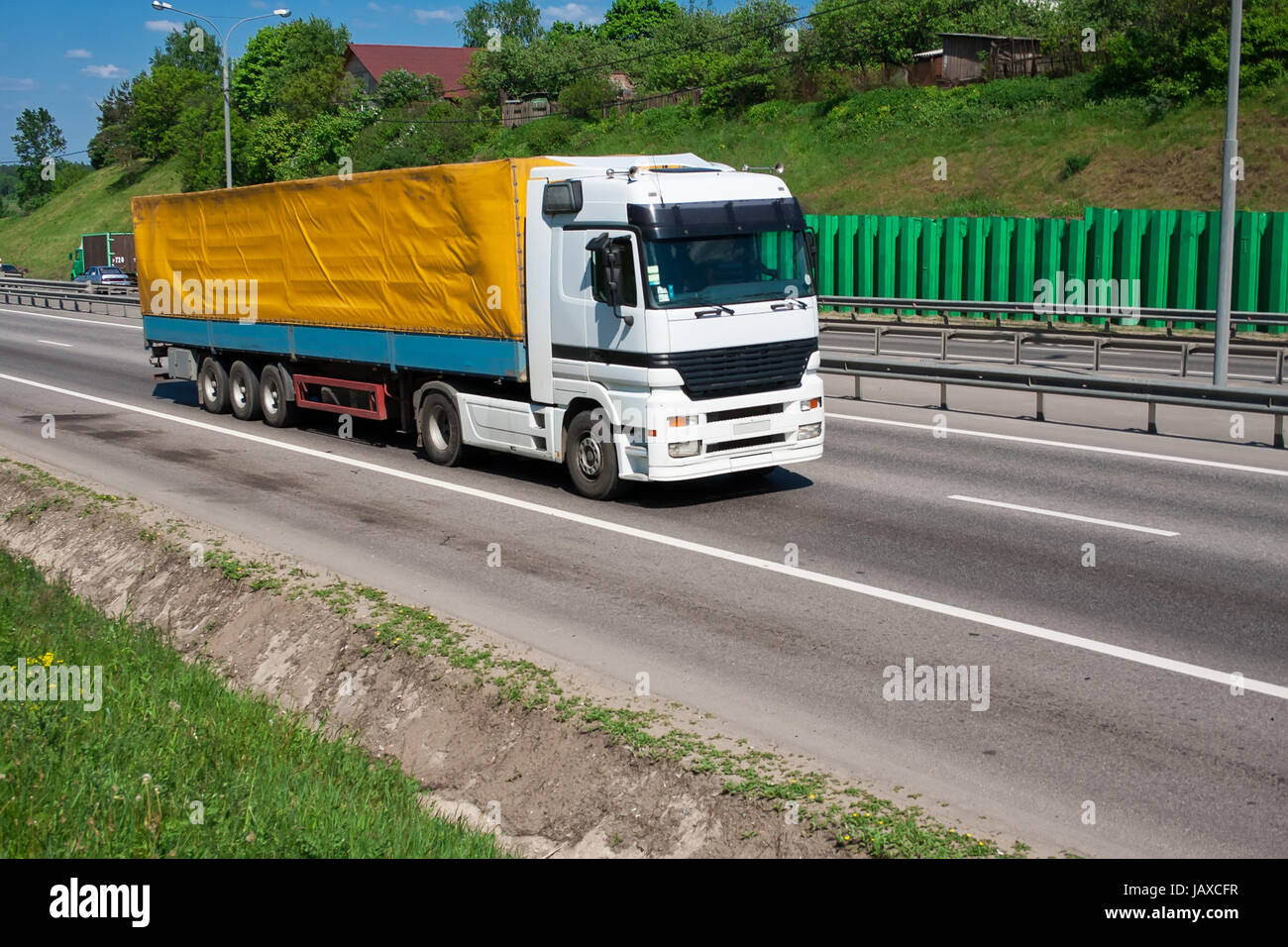 Beautiful photo of big truck on highway Stock Photo - Alamy