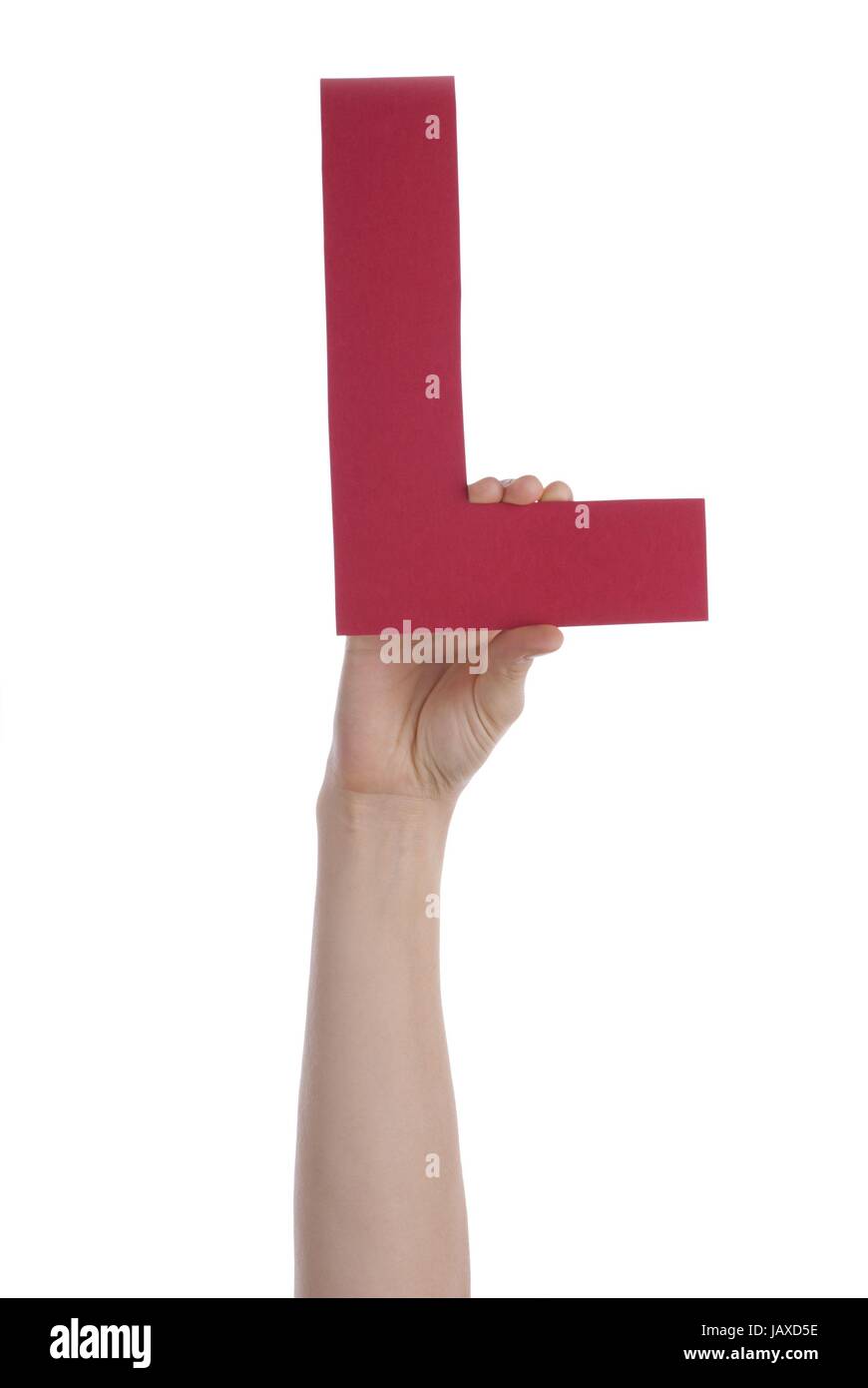 Hand Holding a Red L, Isolated Stock Photo - Alamy