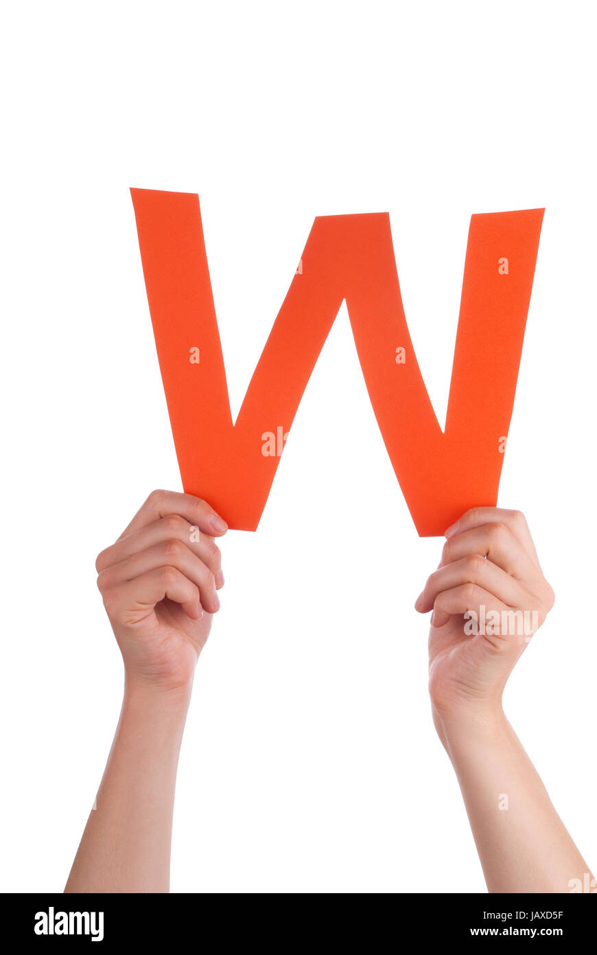 A Hand Holding an Orange W, Isolated Stock Photo - Alamy