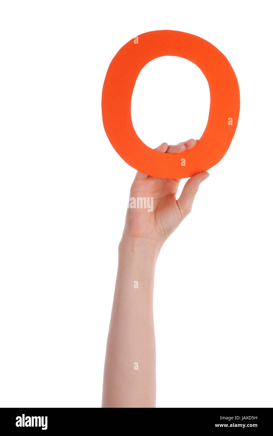 A Hand With an Orange O, Isolated Stock Photo - Alamy