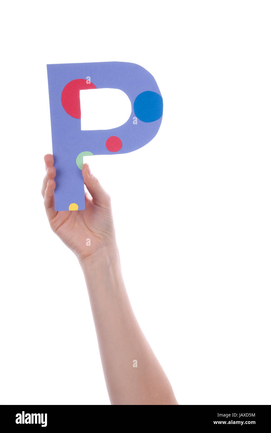 A Hand Holding the Colourful Letter P, Isolated Stock Photo - Alamy