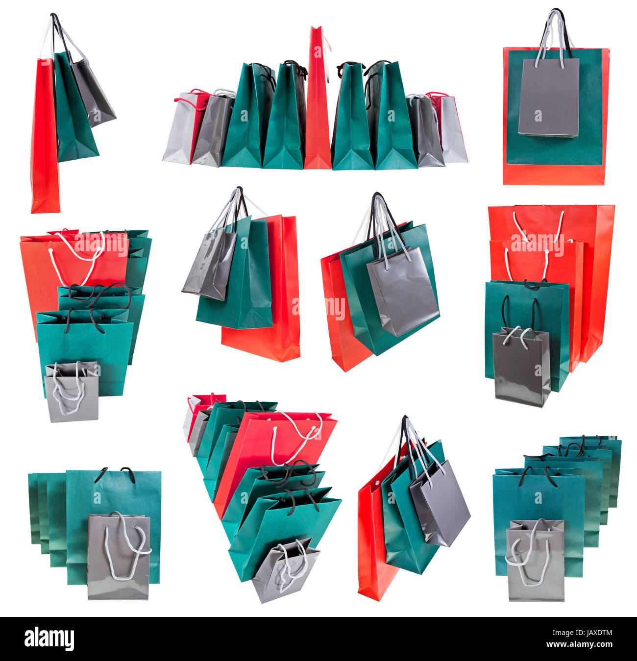 set of different paper shopping bags isolated on white backgrounds ...