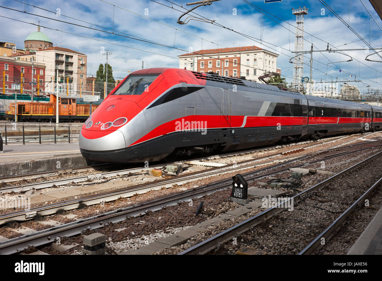 Beautiful photo of high speed modern commuter train Stock Photo - Alamy