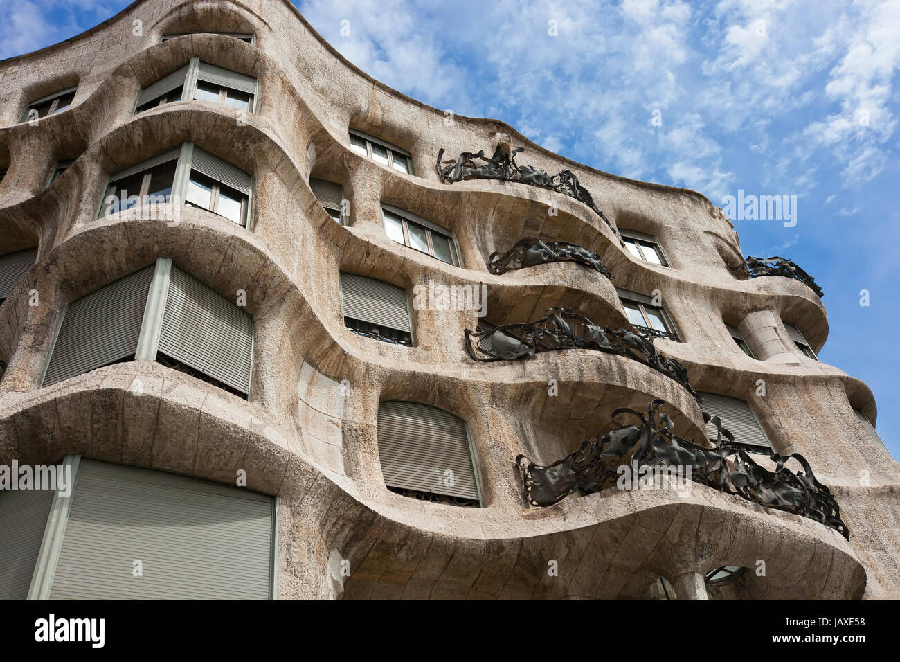 Famous Gaudi's masterpiece - Casa Mila or La Pedrera, Barcelona, Spain ...