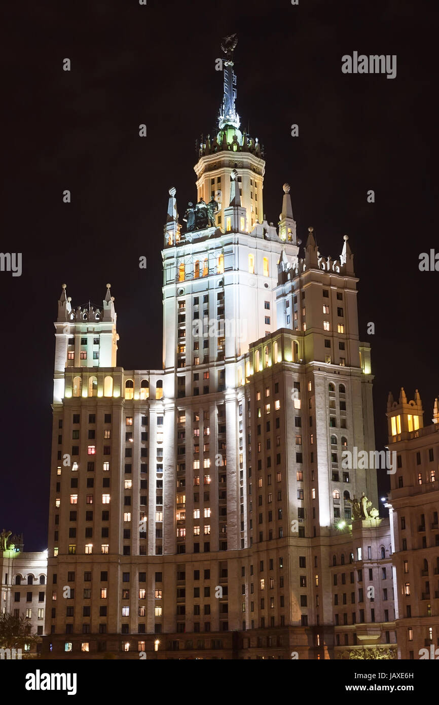 Beautiful view of soviet skyscraper Kotelnicheskaya Embankment Building ...