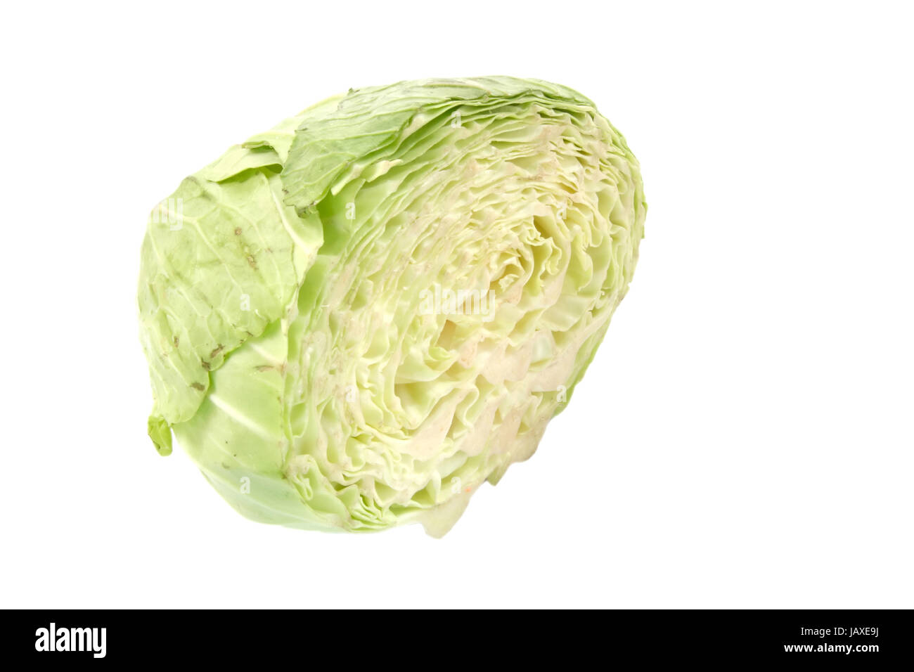 Cut half of Fresh Green cabbage isolated on White Stock Photo - Alamy