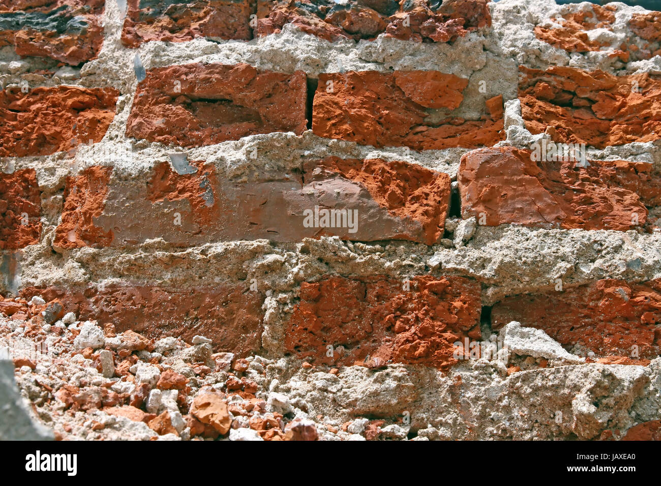 Cracking of Red Brick Wall Pattern Stock Photo - Alamy