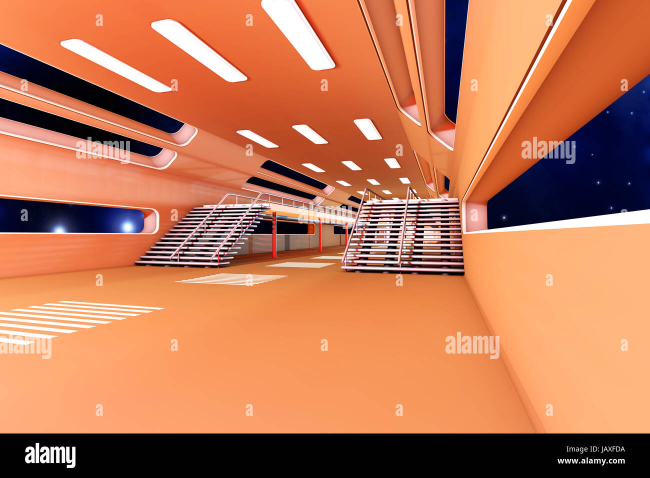 Space station Interior. 3D Architecture visualization Stock Photo - Alamy