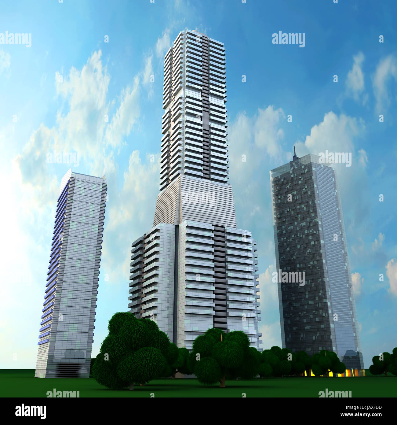 A contemporary skyscraper. 3D rendered Illustration Stock Photo - Alamy