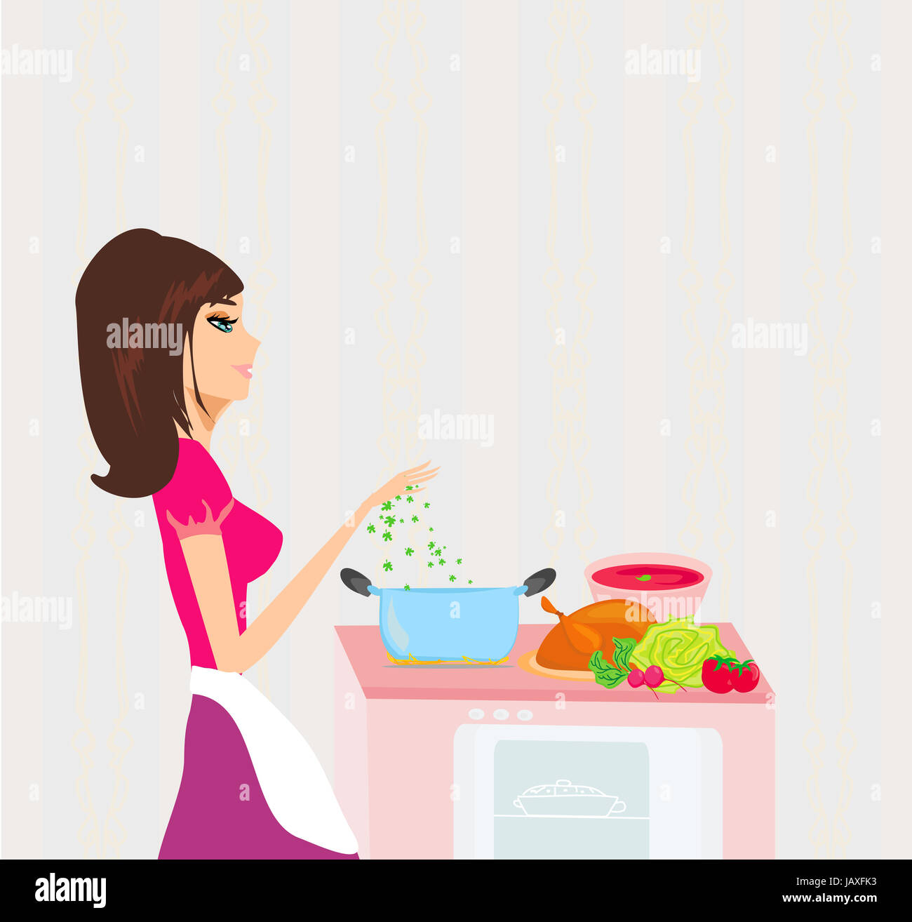 Beautiful lady cooking soup hi-res stock photography and images - Alamy