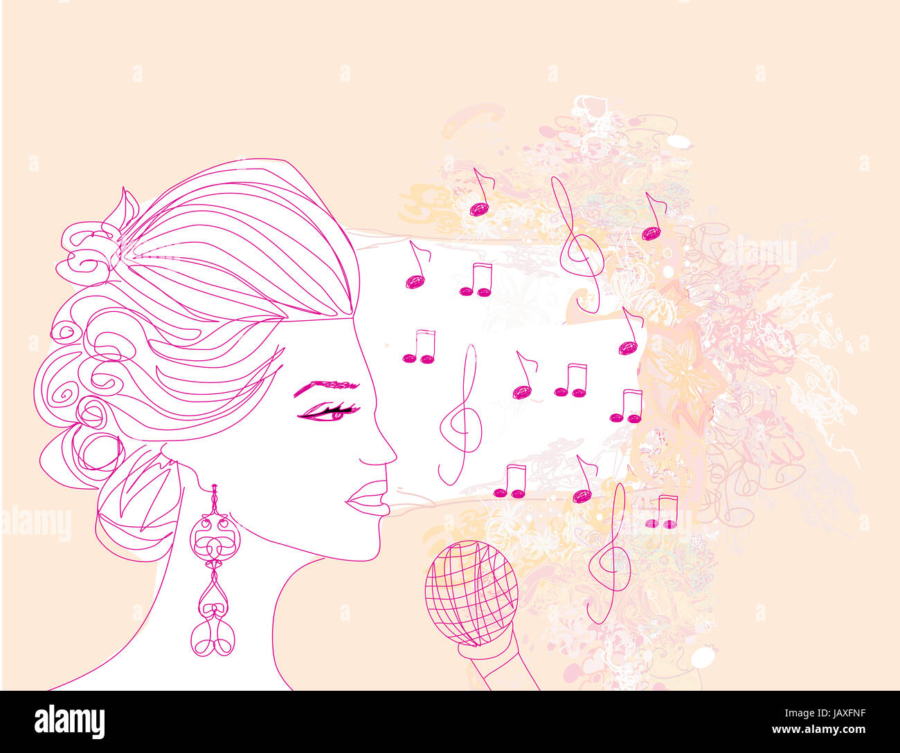 Hand drawn girl singing song hi-res stock photography and images - Alamy