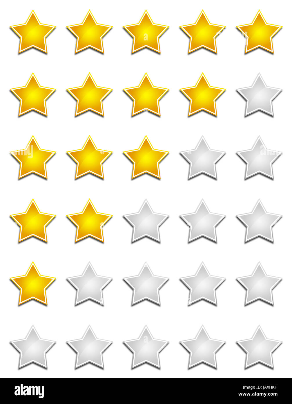 Fünf Sterne Bewertungssystem - Gold Grau Stock Photo - Alamy