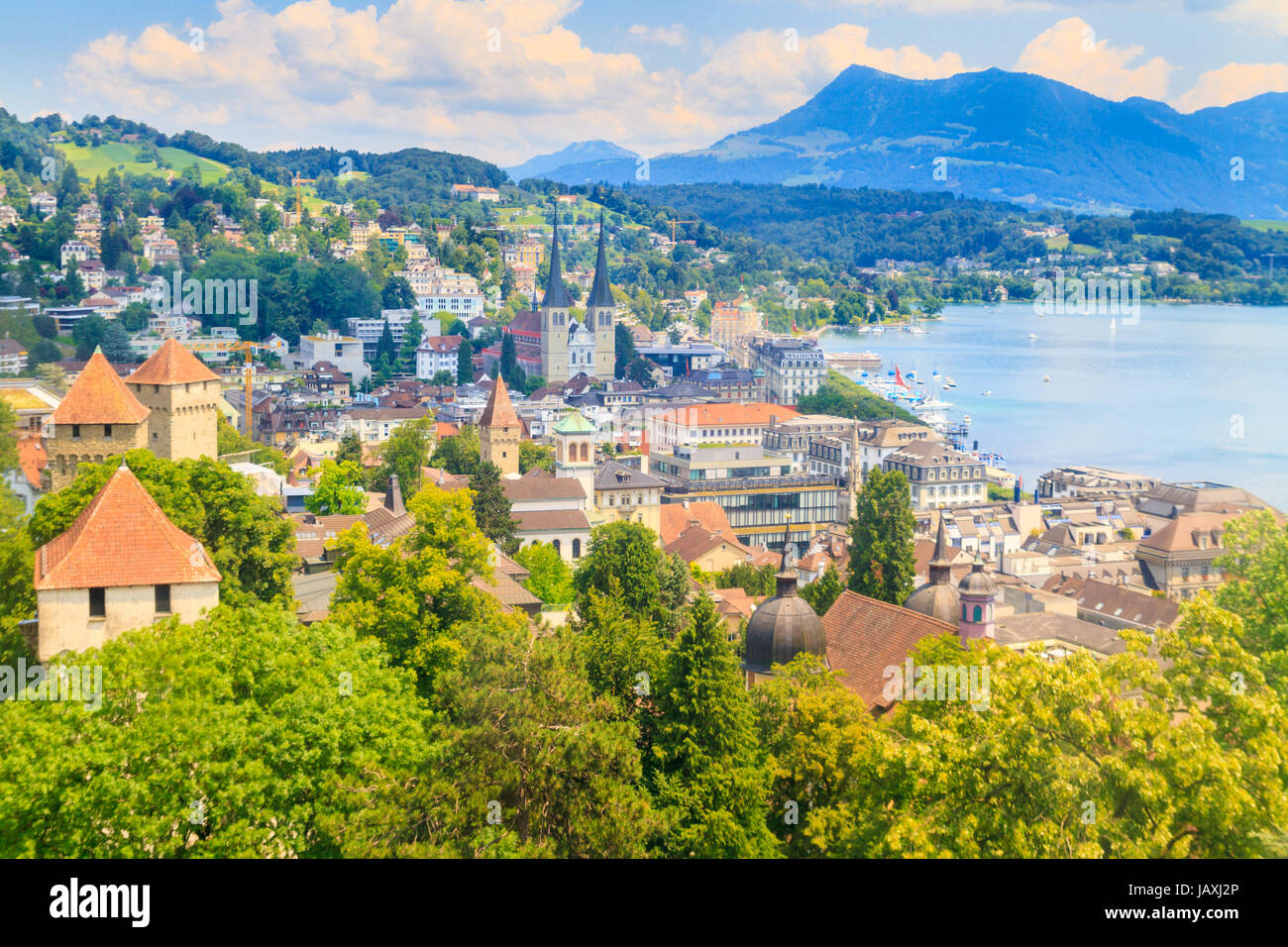 Switzerland lake lucerne town city walls hi-res stock photography and ...