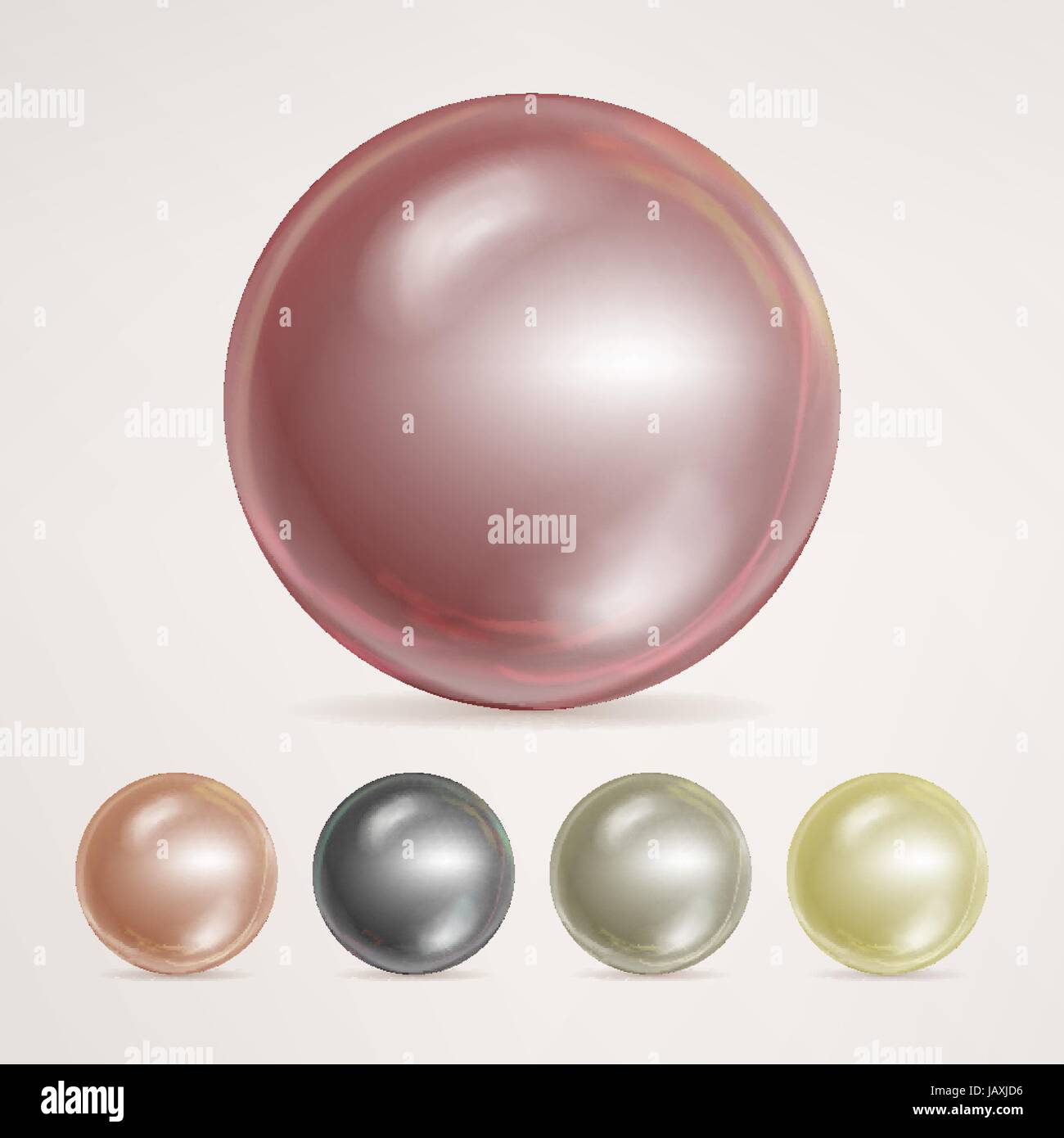 Realistic Pearls Isolated Vector. Sphere Shiny Sea Peach Cream Pearl ...