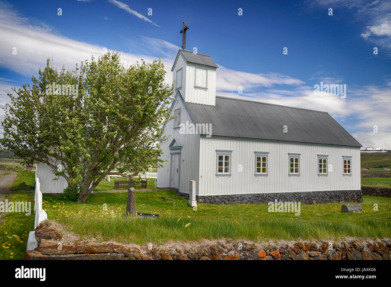 Little church inside Iceland landscape Stock Photo - Alamy