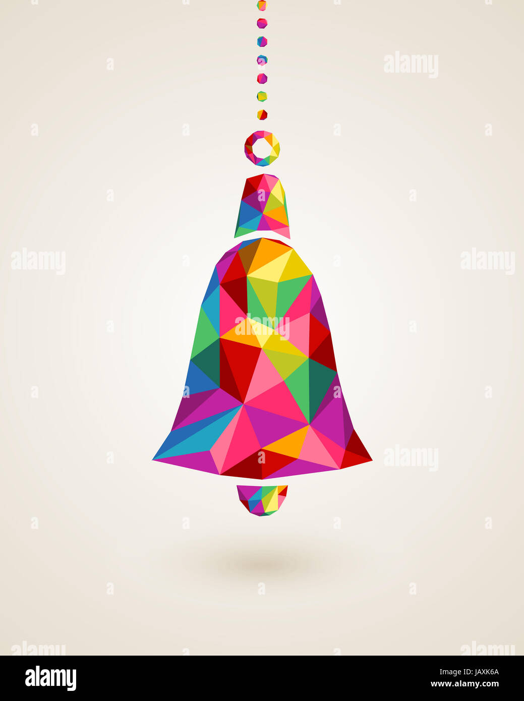 Christmas trendy hanging bell bauble made with colorful triangles ...