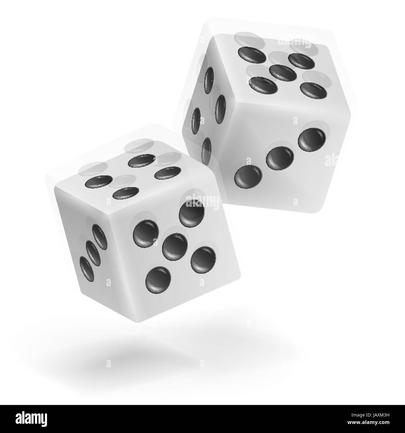 Playing Dice Vector Set. Realistic 3D Illustration Of Two White Dice ...