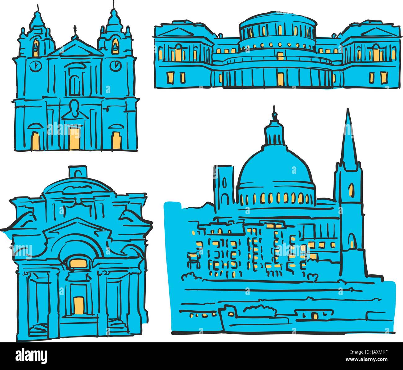 Valletta landmarks Stock Vector Images - Alamy