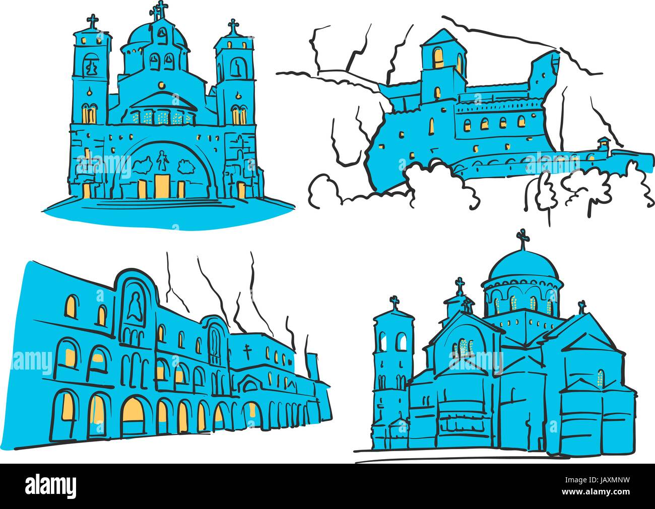 Podgorica, Montenegro, Colored Landmarks, Scalable Vector Monuments ...