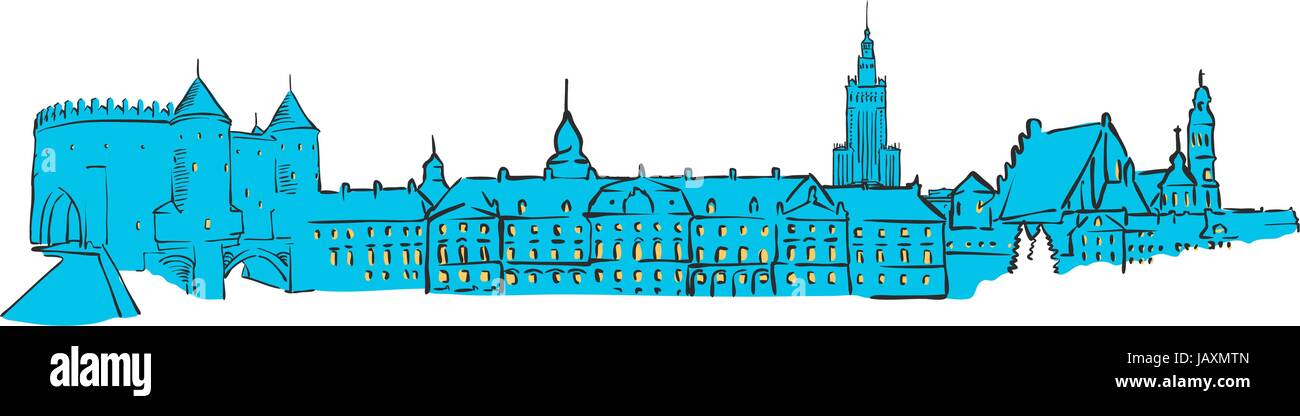 Warsaw old town panorama Stock Vector Images - Alamy