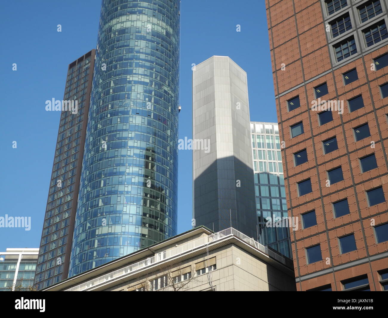 Hochhaus, Frankfurt, hochhäuser, wolkenkratzer, fassade, hausfassade ...