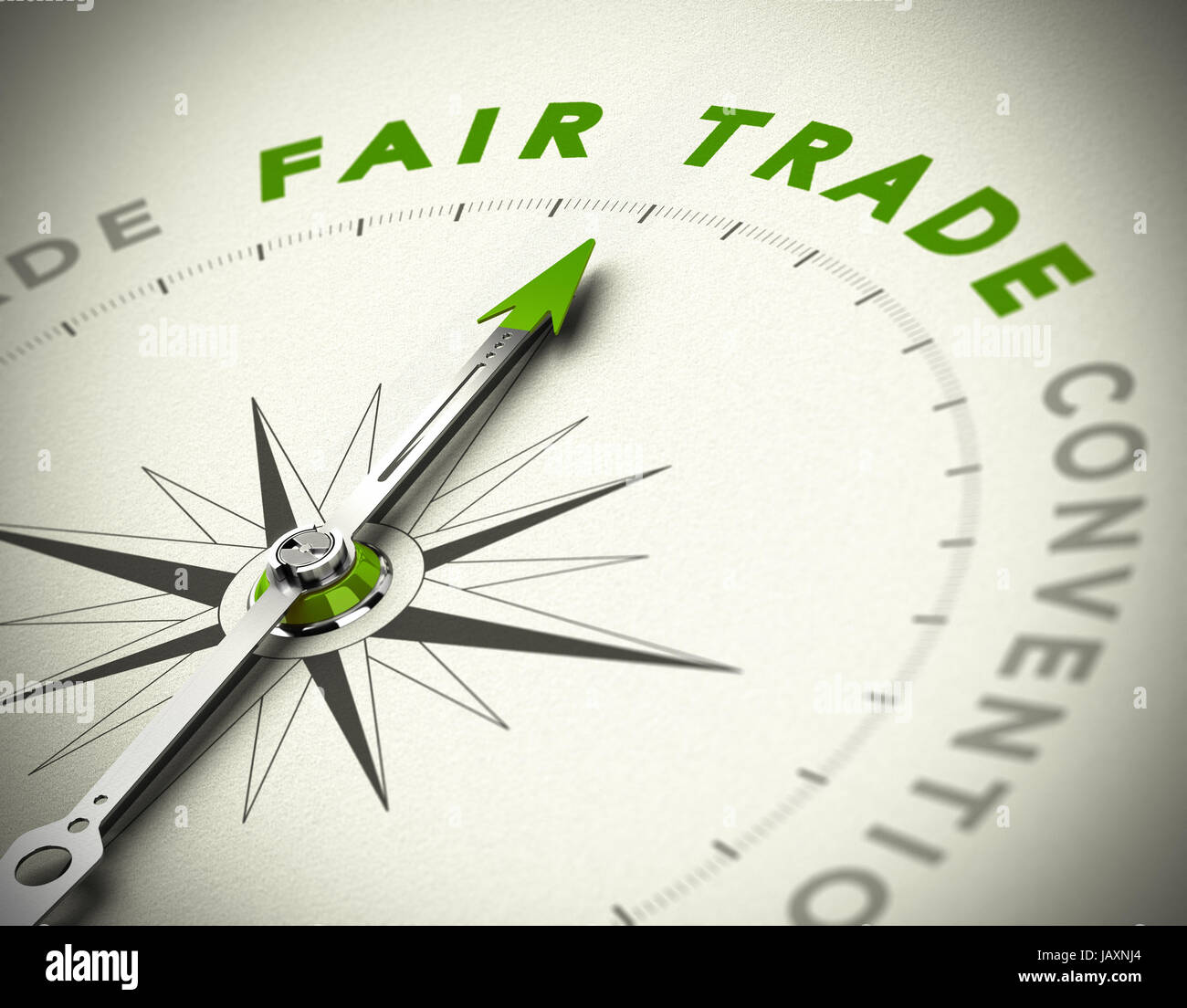 Realistic 3D concept of sustainability. Compass needle pointing the ...