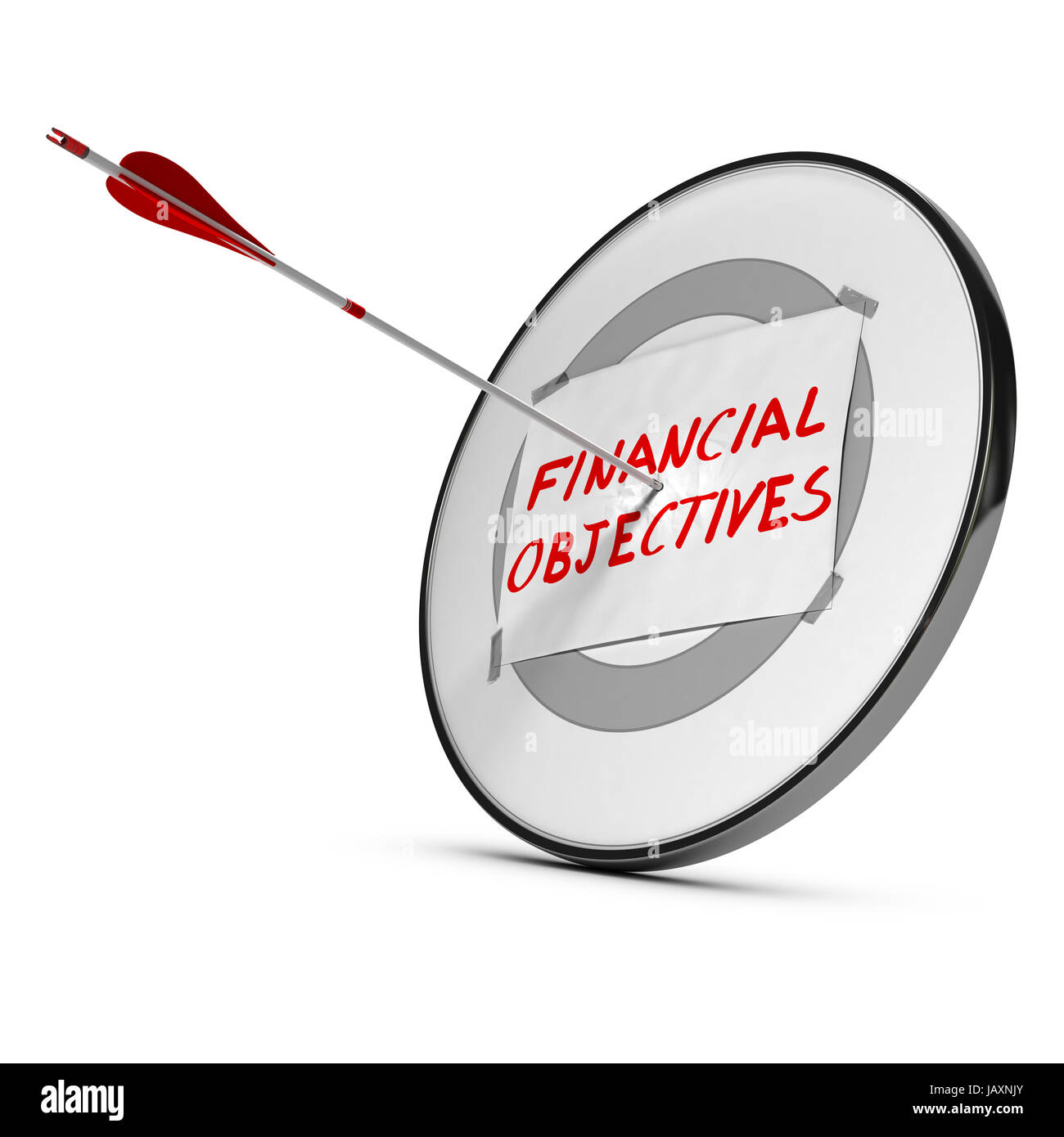 One arrow hitting the center of a grey target over white background ...