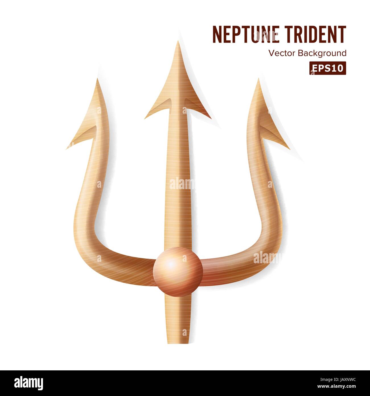 Neptune Trident Vector. Bronze Realistic 3D Silhouette Of Neptune Or ...