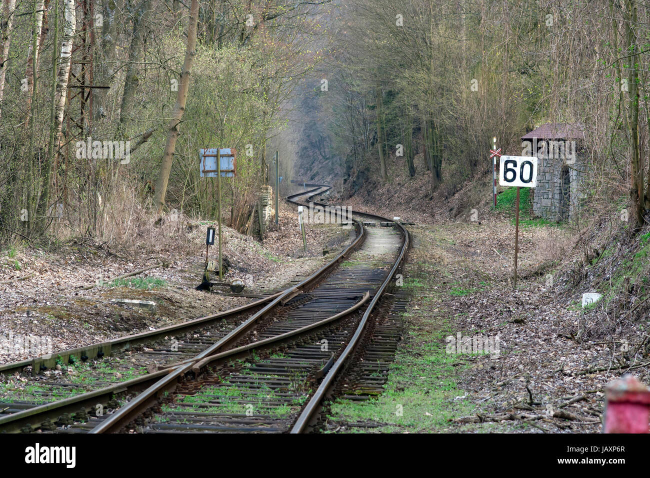 Shot of the old and abandoned train track Stock Photo - Alamy
