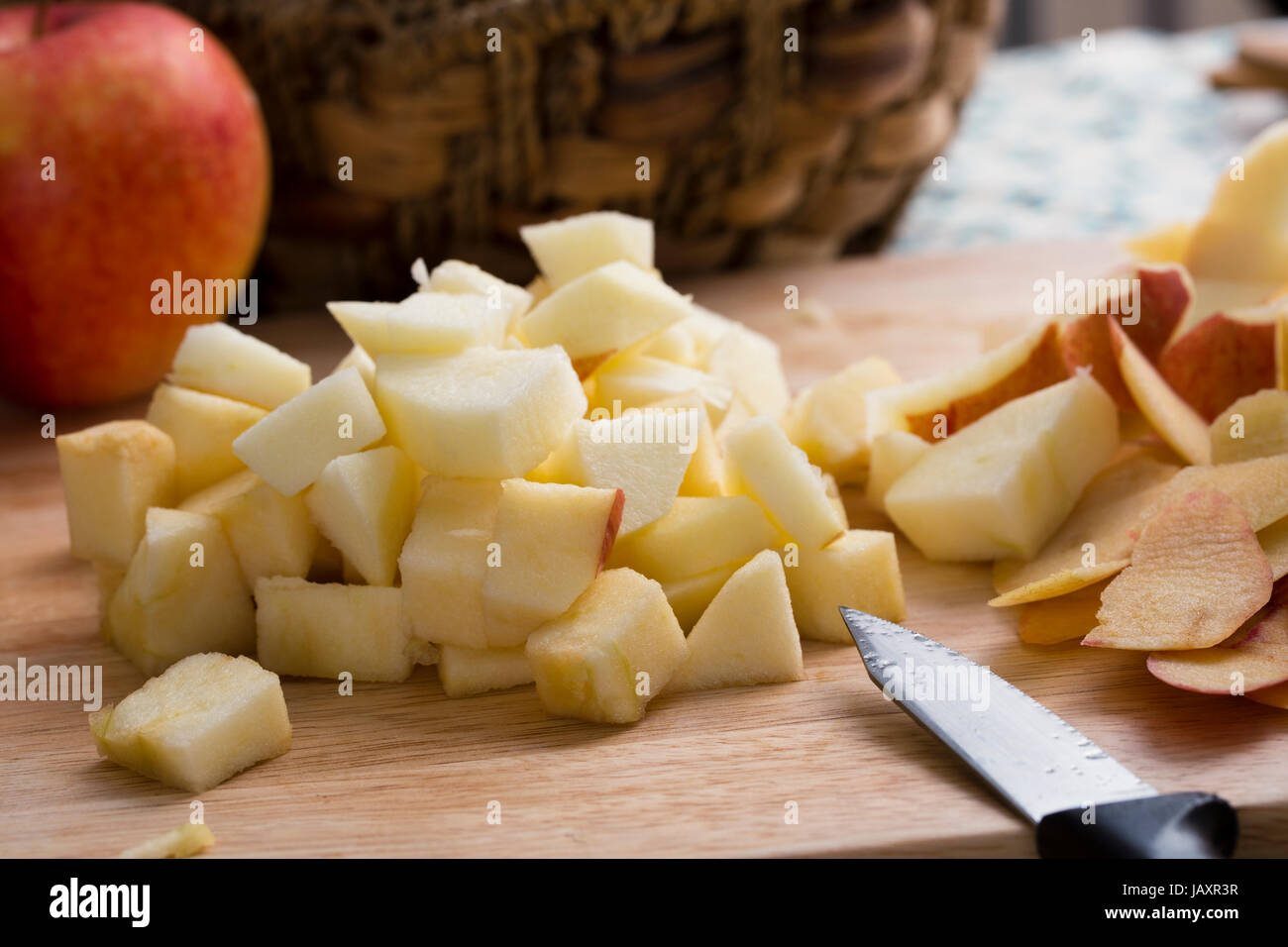 Chopped apple ready to be used in a recipe Stock Photo - Alamy