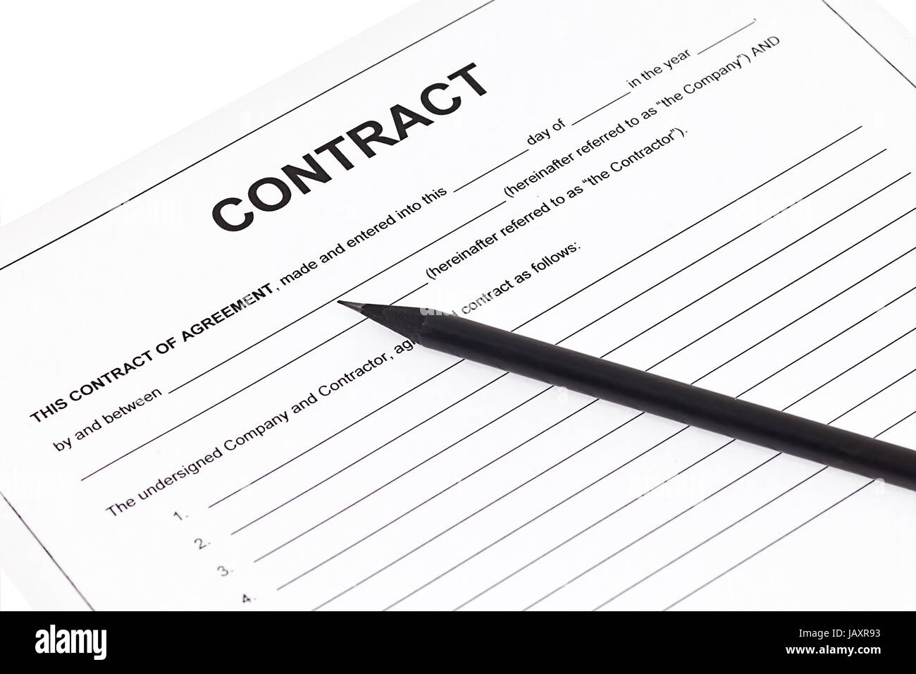 Black pencil on business contract agreement Stock Photo - Alamy