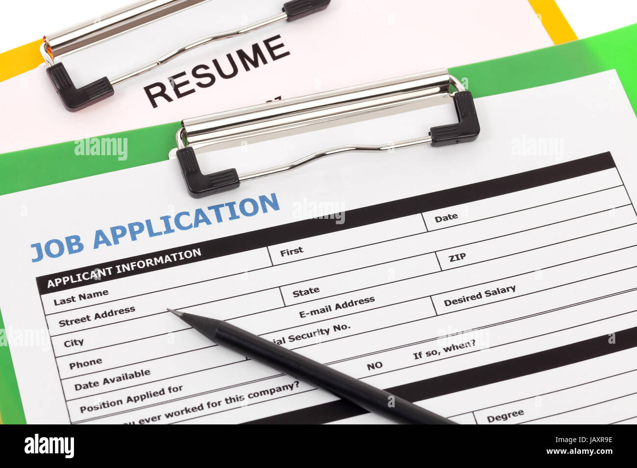 Job application and resume Stock Photo - Alamy