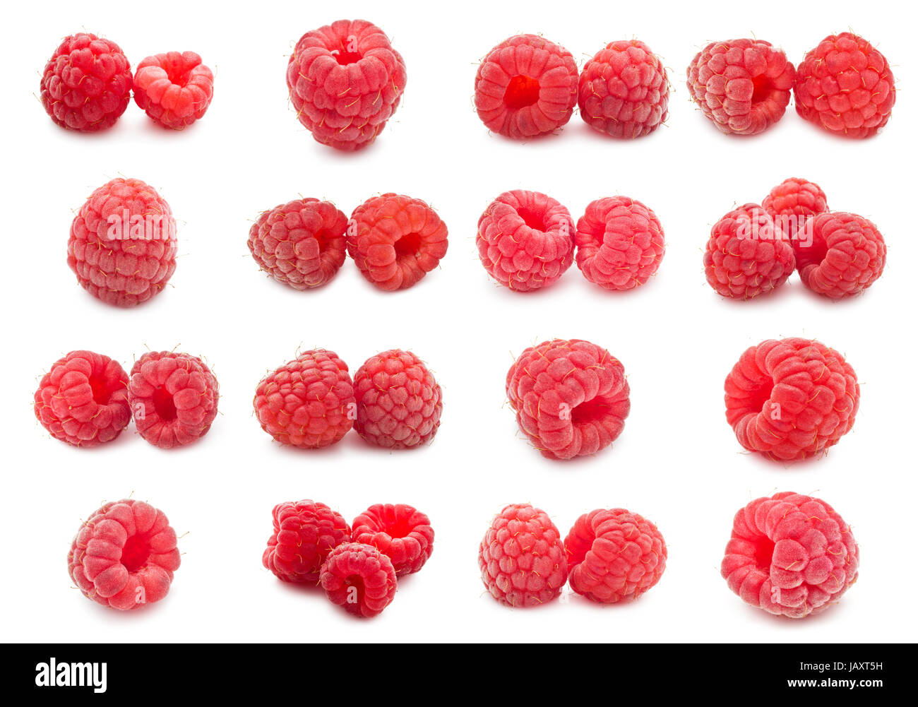 Collection of ripe red raspberries isolated on white background Stock ...