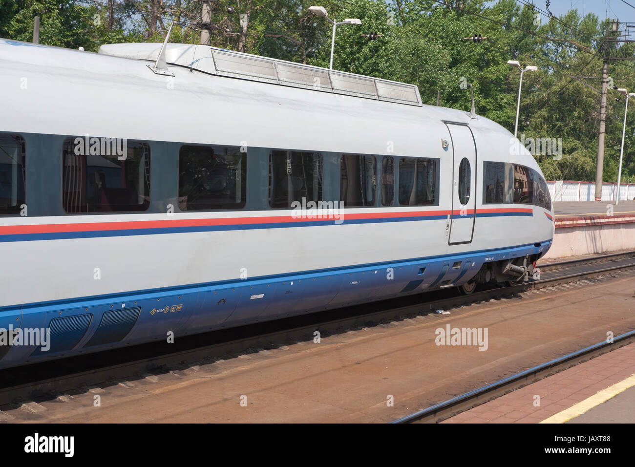 Beautiful photo of high speed modern commuter train Stock Photo - Alamy