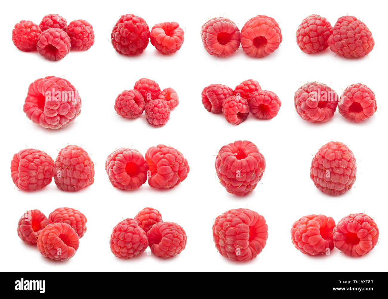 Collection of ripe red raspberries isolated on white background Stock ...